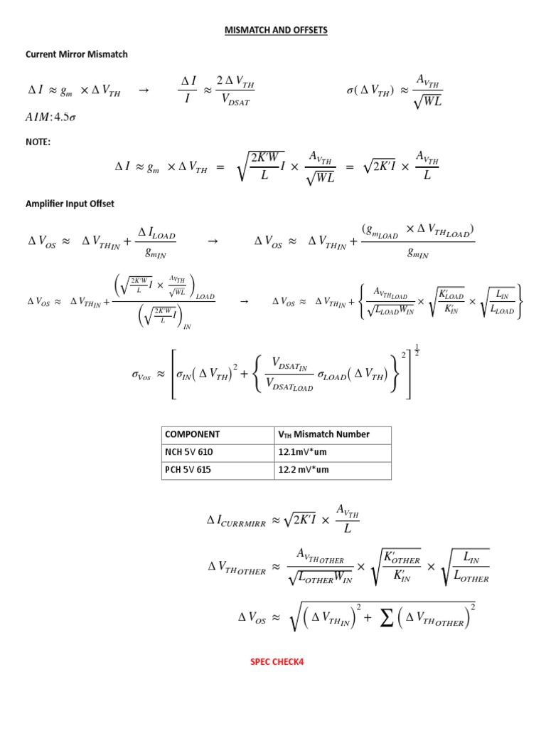 Analog IC Design Mismatch Calculations | Download Free PDF ...
