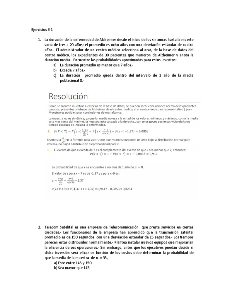 Ejercicios # 1 Distribucion Muestral Z - T | PDF