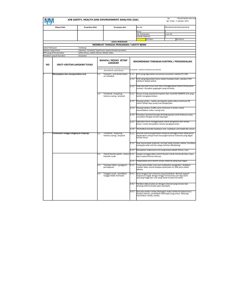 Membuat Safety Berm | PDF