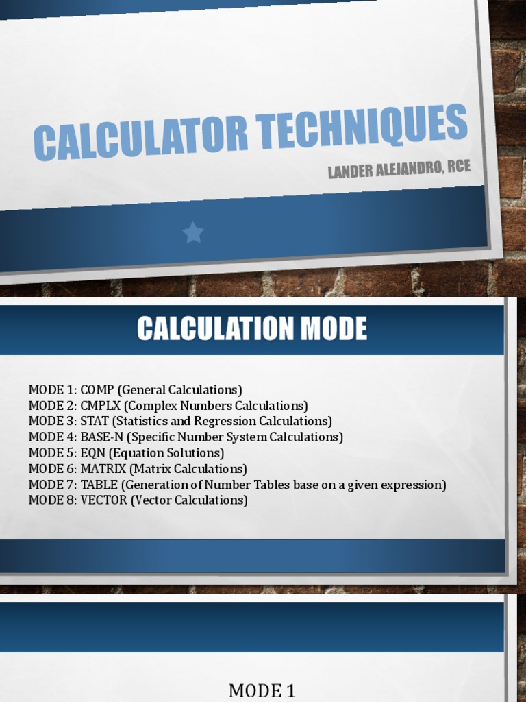 Calculator Techniques Overview | PDF | Mode (Statistics) | Regression ...
