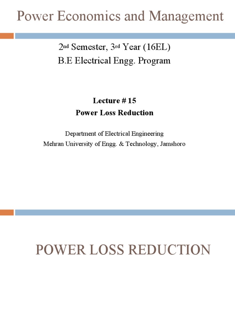 Lect-15 Power Losses Reduction | PDF | Distributed Generation | Electric Power Transmission