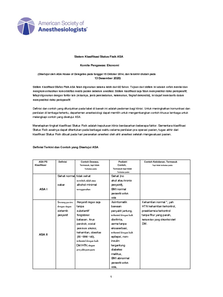 Asa-Physical-Status-Classification-System 2.en - Id | PDF