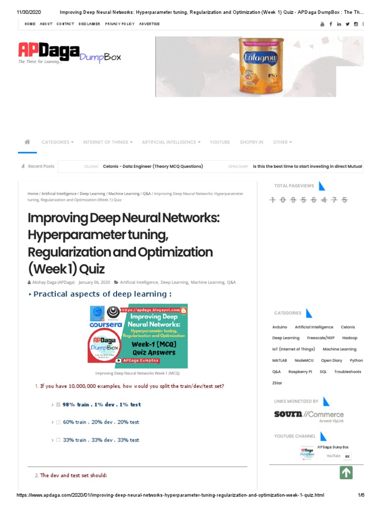 Improving Deep Neural Networks: Hyperparameter Tuning, Regularization and Optimization (Week 1 ...