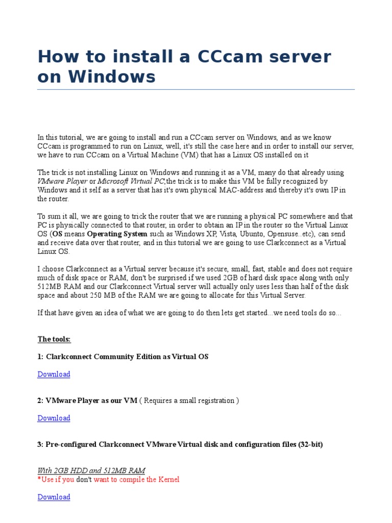 How To Install A Cccam Server On Windows | PDF | Ip Address | Operating ...