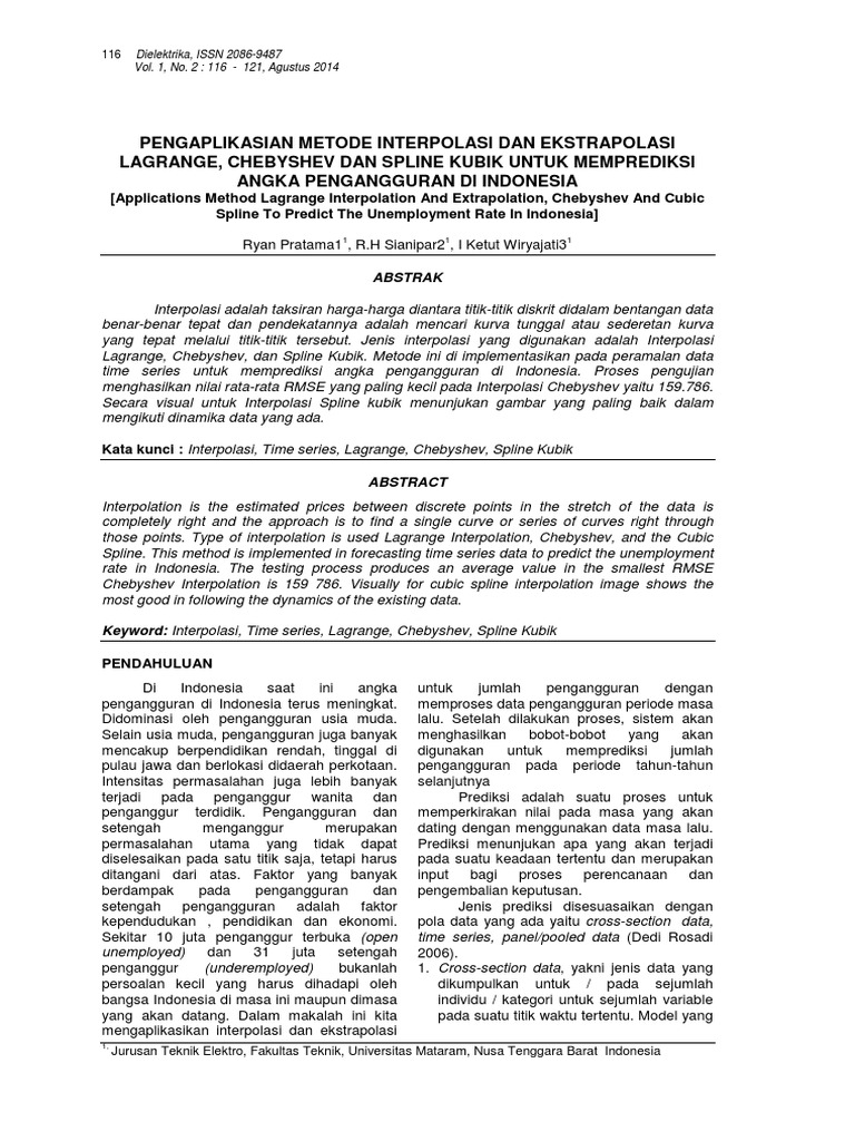 Pengaplikasian Metode Interpolasi Dan Ekstrapolasi Lagrange, Chebyshev ...