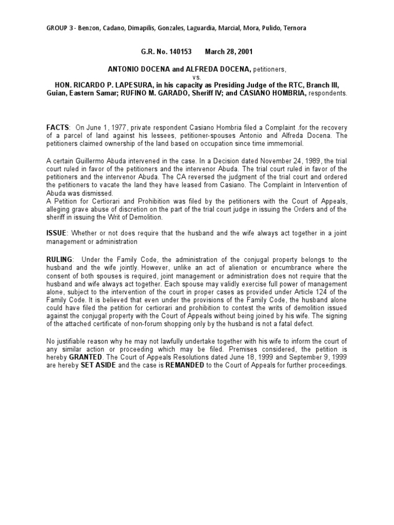 Consolidated Case Digest | PDF | Concurrent Estate | Marriage