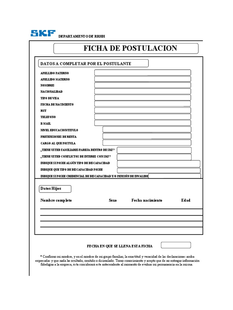 Formato Ficha de Postulación | PDF
