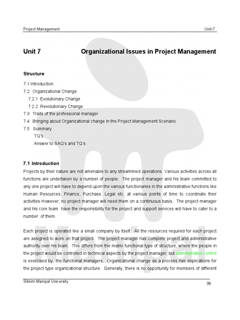 7 Organization Issues in Project Management | PDF | Project Management ...