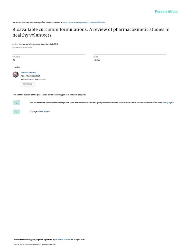 Bioavailable Curcumin Formulations | PDF | Bioavailability | Chemistry