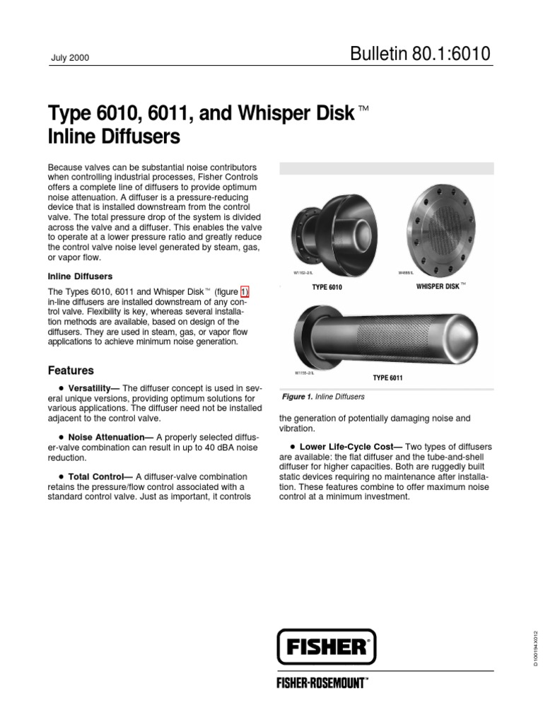 Type 6010, 6011, and Whisper Disk Inline Diffusers: Bulletin 80.1:6010 ...