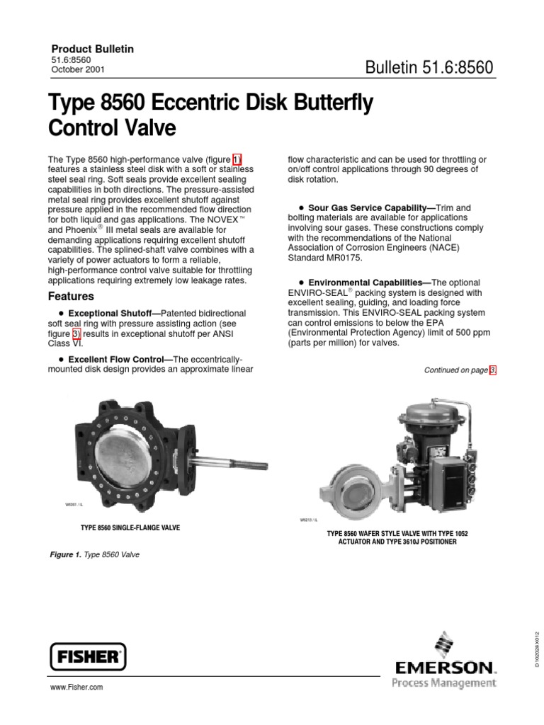 Type 8560 Eccentric Disk Butterfly Control Valve: Bulletin 51.6:8560 ...