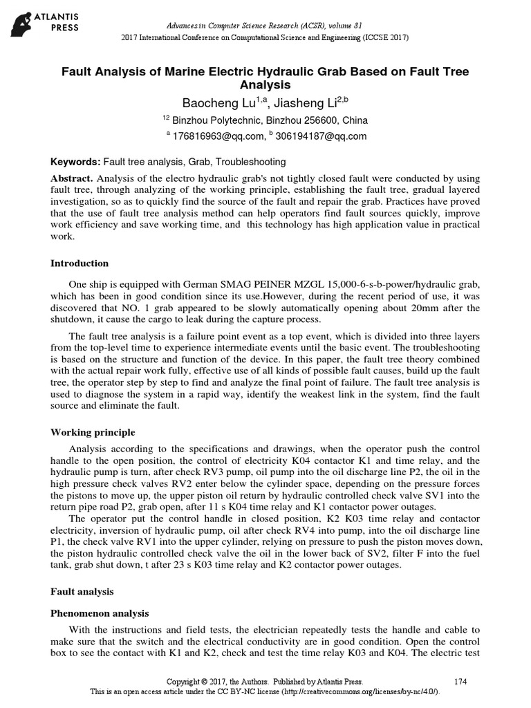 Fault Analysis of Marine Electric Hydraulic Grab Based On Fault Tree ...