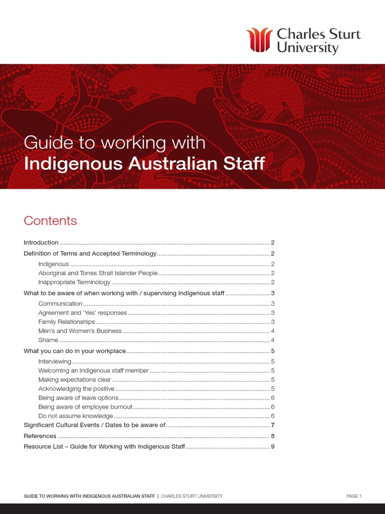 Guide To Working With Indigenous Australian Staff | PDF | Indigenous ...