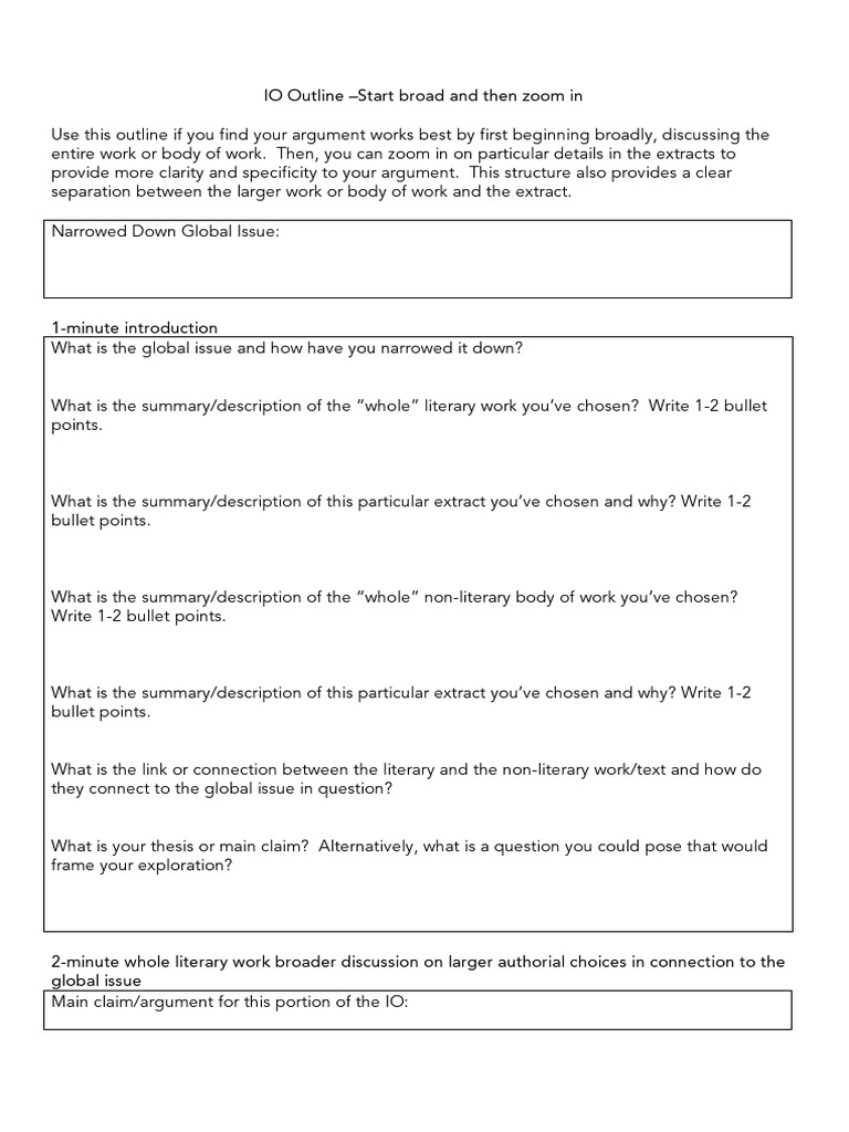IB English Individual Oral Outline | PDF | Cognition