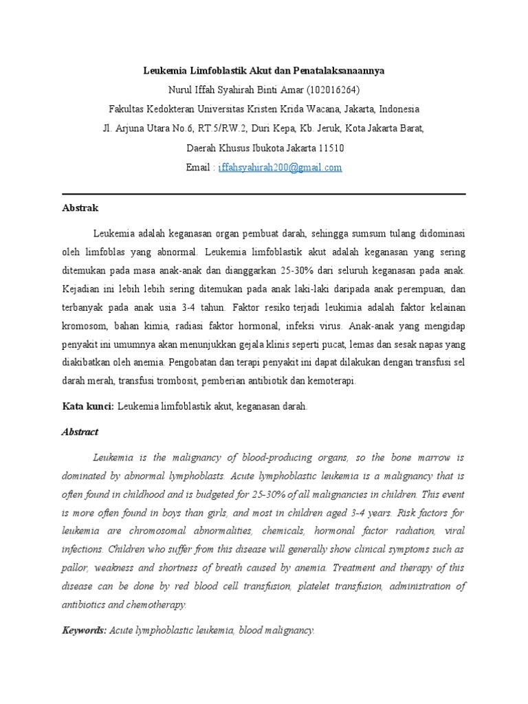 Leukemia Limfoblastik Akut | PDF