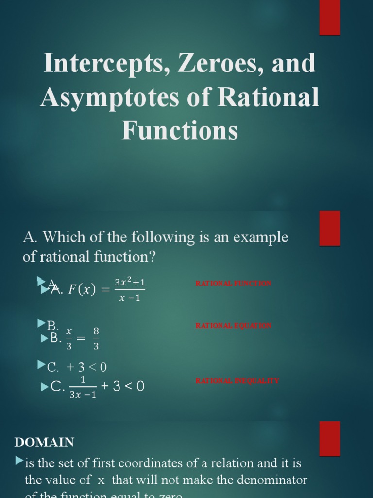 Intercepts, Zeroes, and Asymptotes of Rational Functions | PDF ...