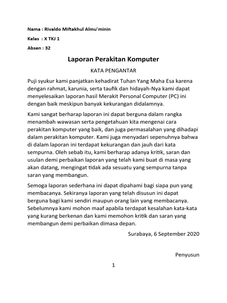 Tugas KJD Laporan Perakitan Komputer | PDF | Bisnis