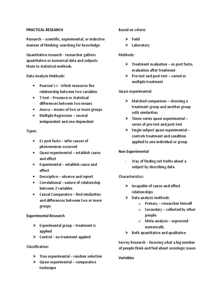 Practical Research 2 Reviewer | PDF | Experiment | Quantitative Research