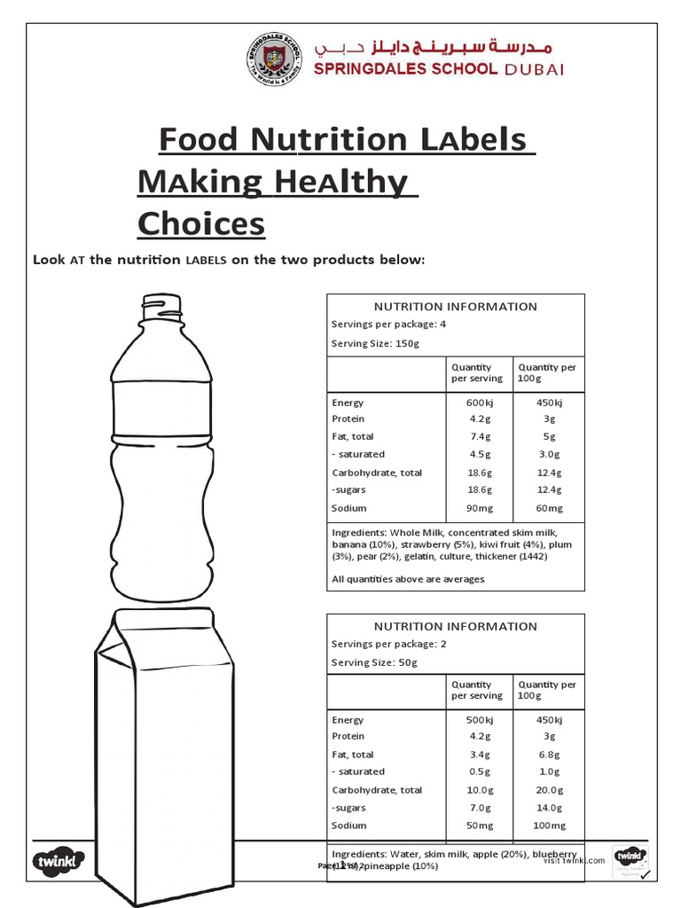 Food Nutrition Labels Making Healthy Choices | PDF | Nutrition Facts ...