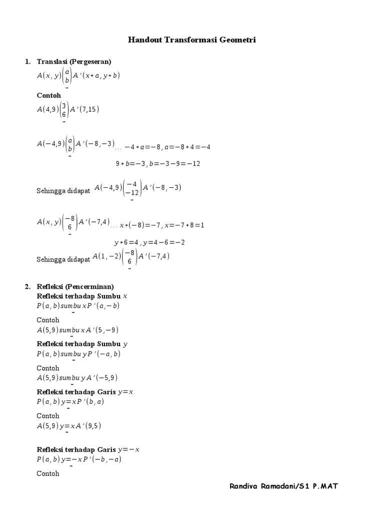 Handout Transformasi Geo | PDF