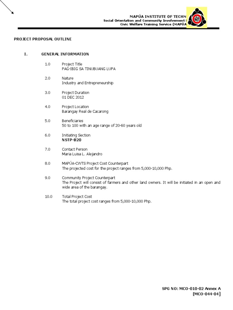 Project Proposal Outline: Mapúa Institute of Technology | PDF | Organic ...
