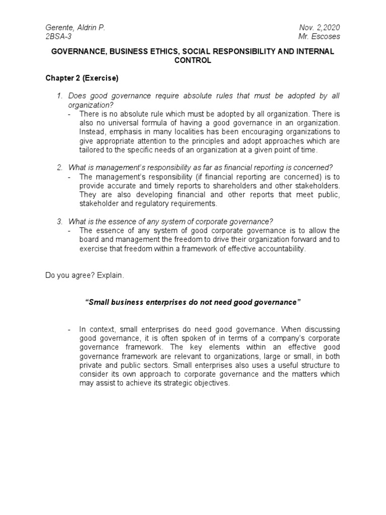 Governance & Business Ethics Guide | PDF