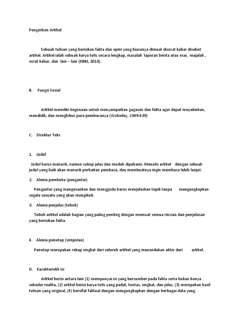 Pengertian Artikel | PDF