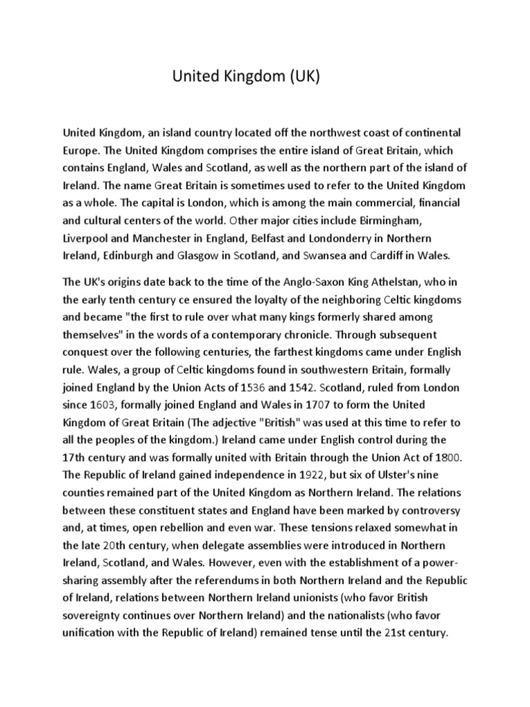 Uk Assignment | PDF | Great Britain | Ireland