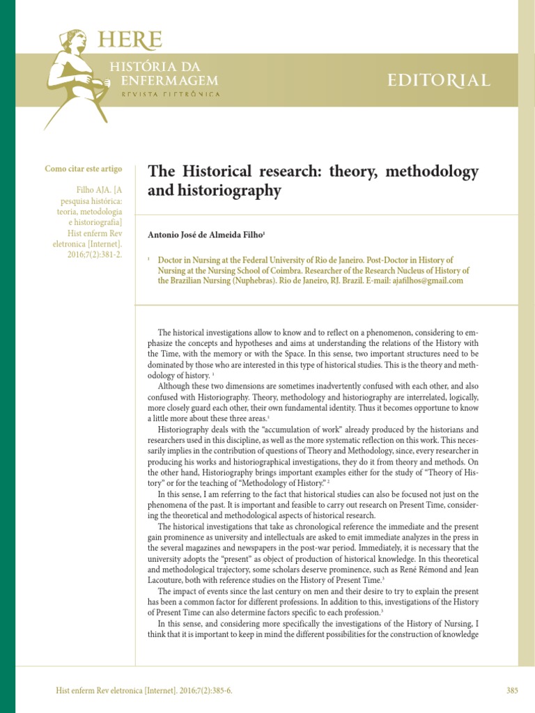 The Historical Research: Theory, Methodology and Historiography | PDF ...