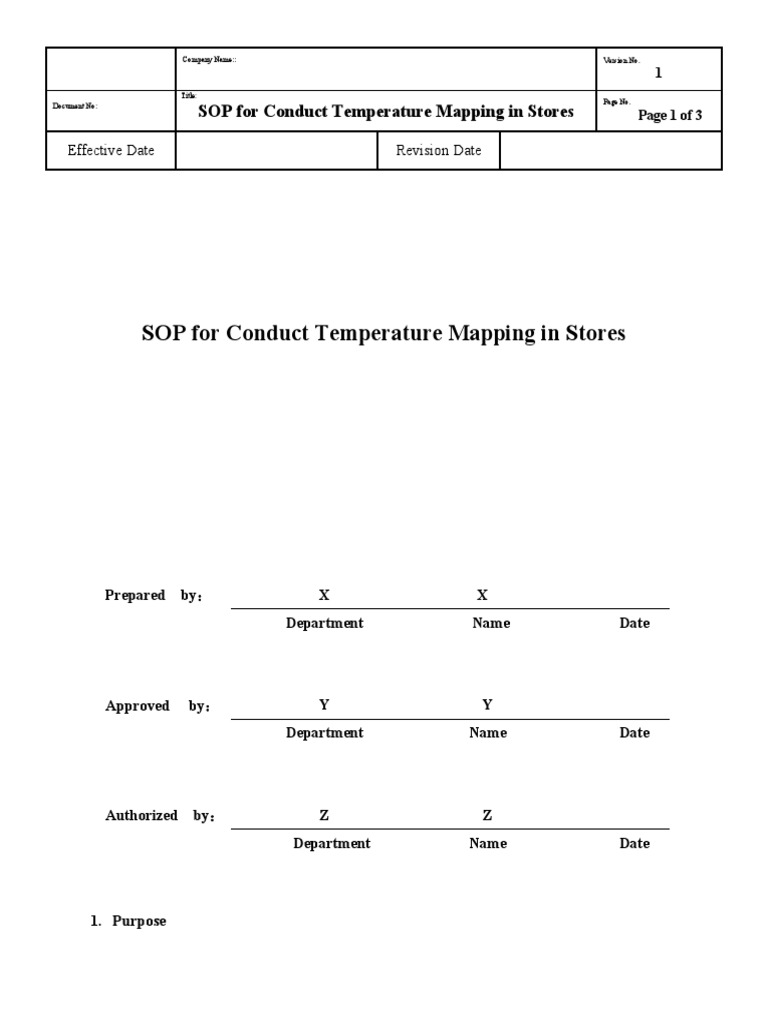 Mapping Temperatures for Optimal Storage: A Standard Operating ...