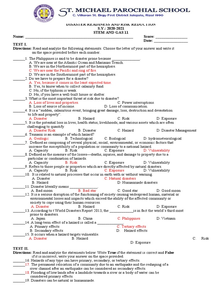 Long Quiz in DRRR 11 | PDF | Hazards | Natural Disasters