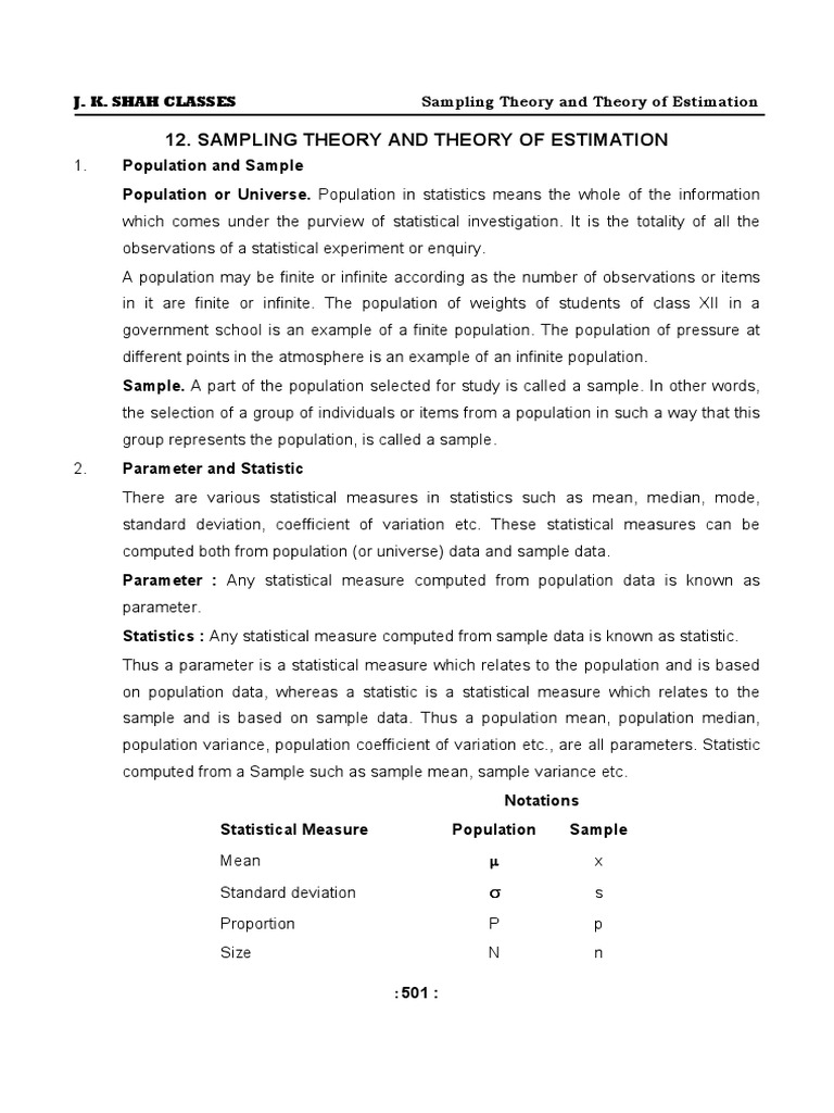 J. K. Shah Classes Sampling Theory and Theory of Estimation | PDF | Standard Error | Estimator
