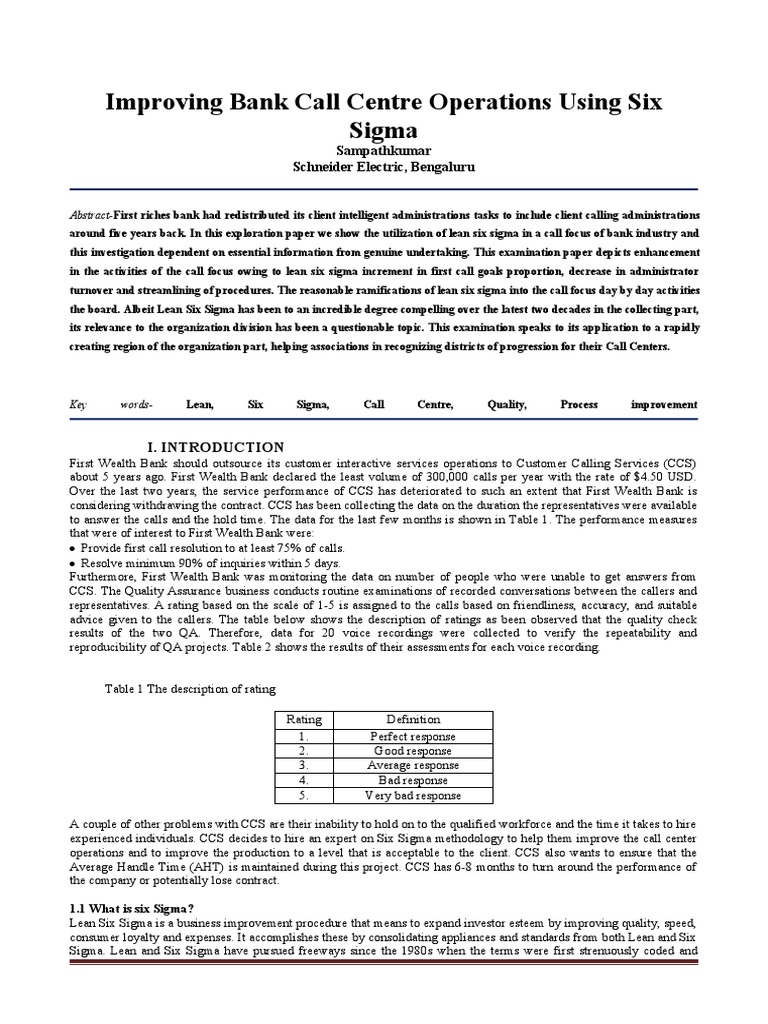 Enhancing Bank Call Center Efficiency | PDF | Six Sigma | Call Centre
