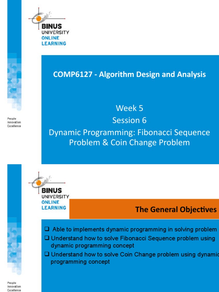 PPT5 - Dynamic Programming (Fibonacci Sequence Problem & Coin Change Problem) | PDF | Dynamic ...