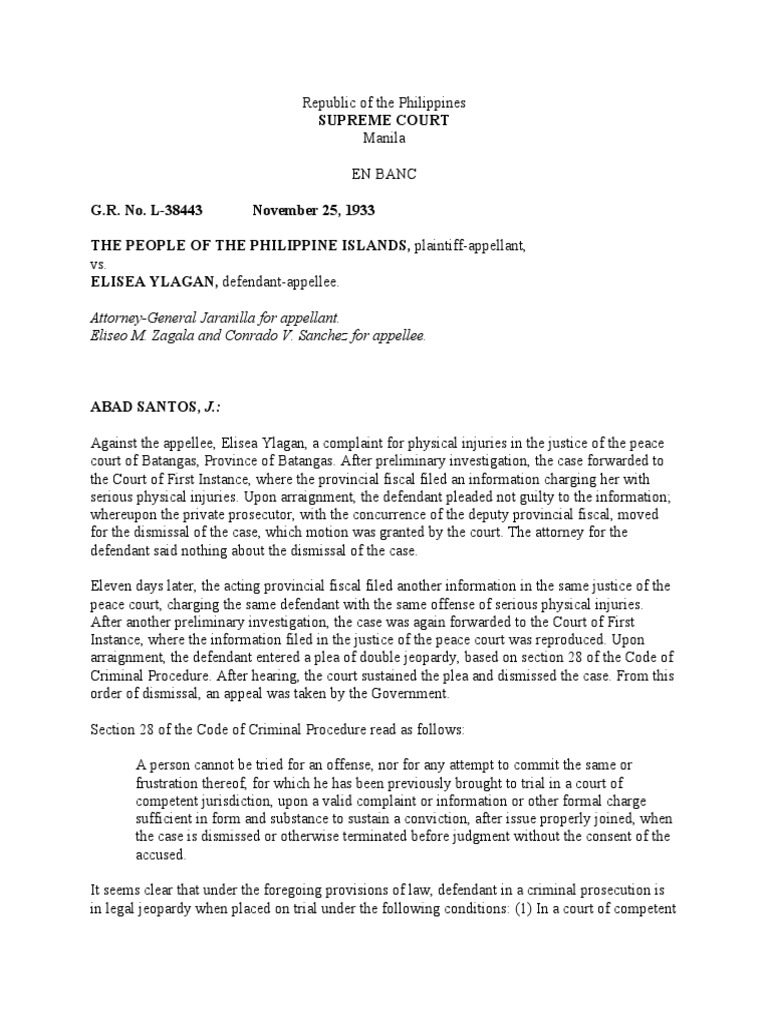 Supreme Court: Attorney-General Jaranilla For Appellant. Eliseo M ...