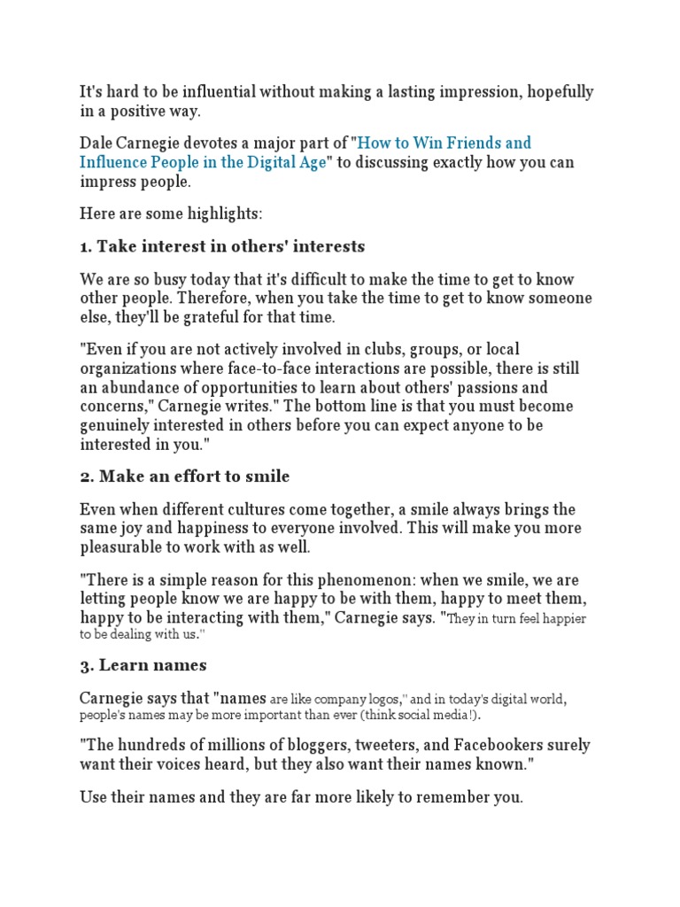 How To Win Friends and Influence People in The Digital Age | PDF ...