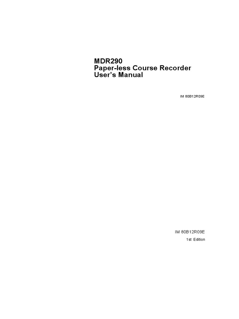 MDR290 Paper-Less Course Recorder User's Manual: IM 80B12R09E | PDF ... MDR290 Paper-Less Course Recorder User's Manual: IM 80B12R09E | PDF ...