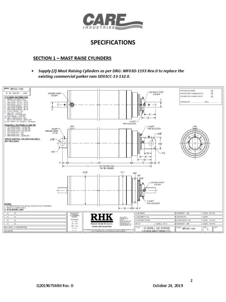 Specifications: Section 1 - Mast Raise Cylinders | PDF | Computers ...
