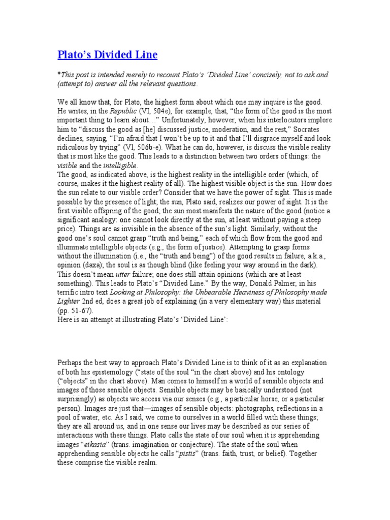 Plato's Divided Line: (Attempt To) Answer All The Relevant Questions ...