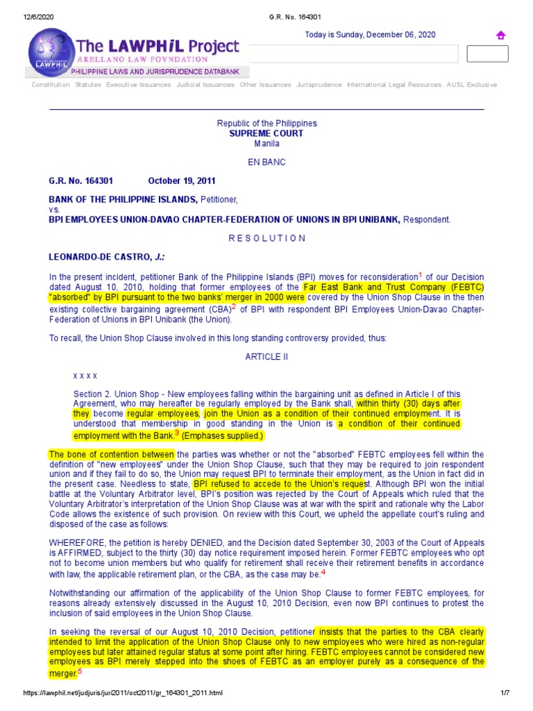 BPI vs. BPI Employees Union Case Summary | PDF | Employment | Due Process