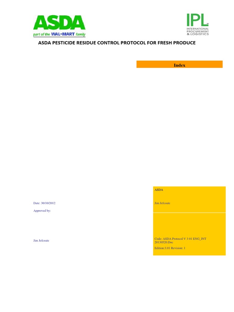 ASDA Pesticide Residue Control Protocol | PDF | Pesticide | Supply Chain