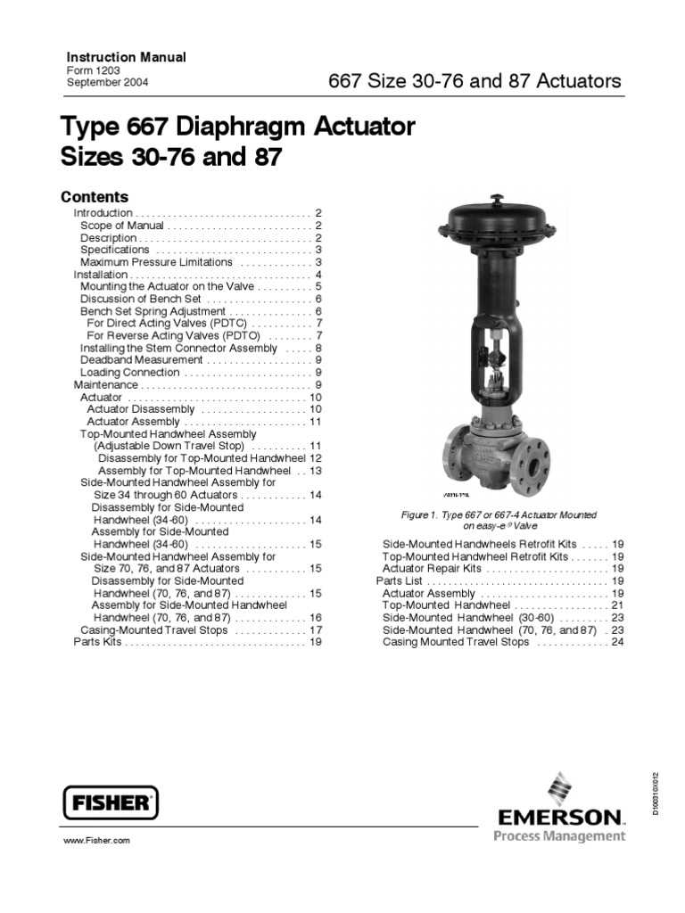 Fisher Type 667 Diaphragm Actuator | PDF | Valve | Actuator
