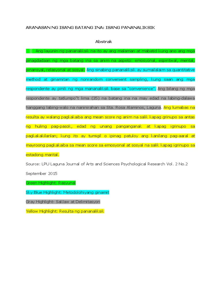 Halimbawa NG Abstrak | PDF