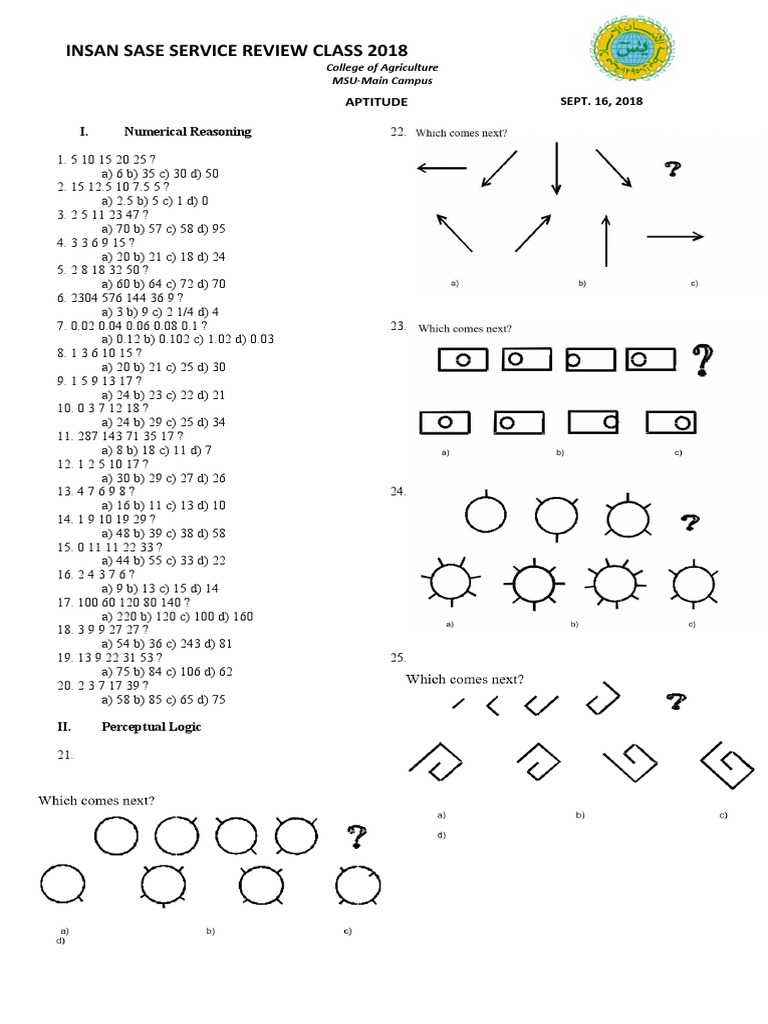 Numerical Reasoning and Perceptual Logic Test Results: Insan Sase ...