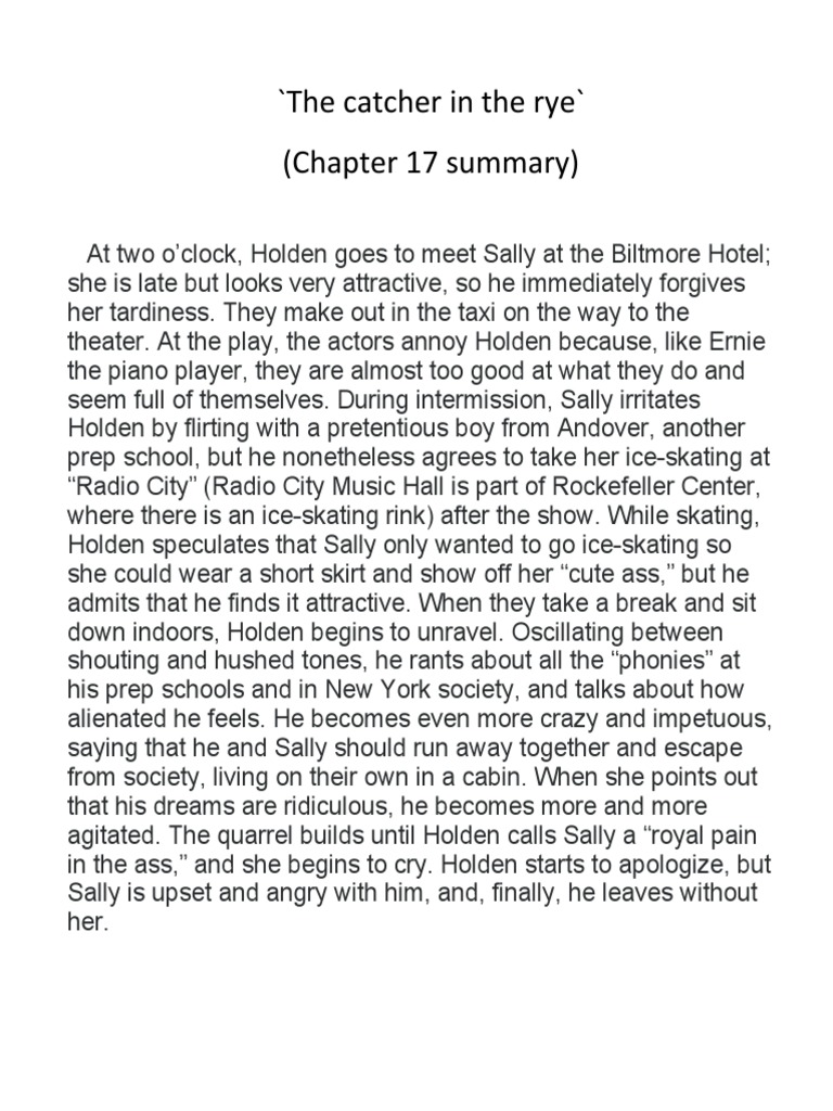 The Catcher in The Rye Chapter 17 Summary | PDF | Poetry | Classics