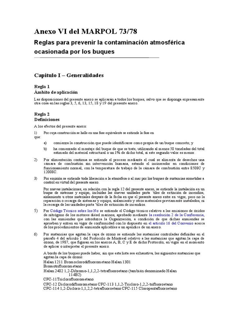 Anexo VI Del MARPOL 73 | PDF | Contaminación | Naturaleza