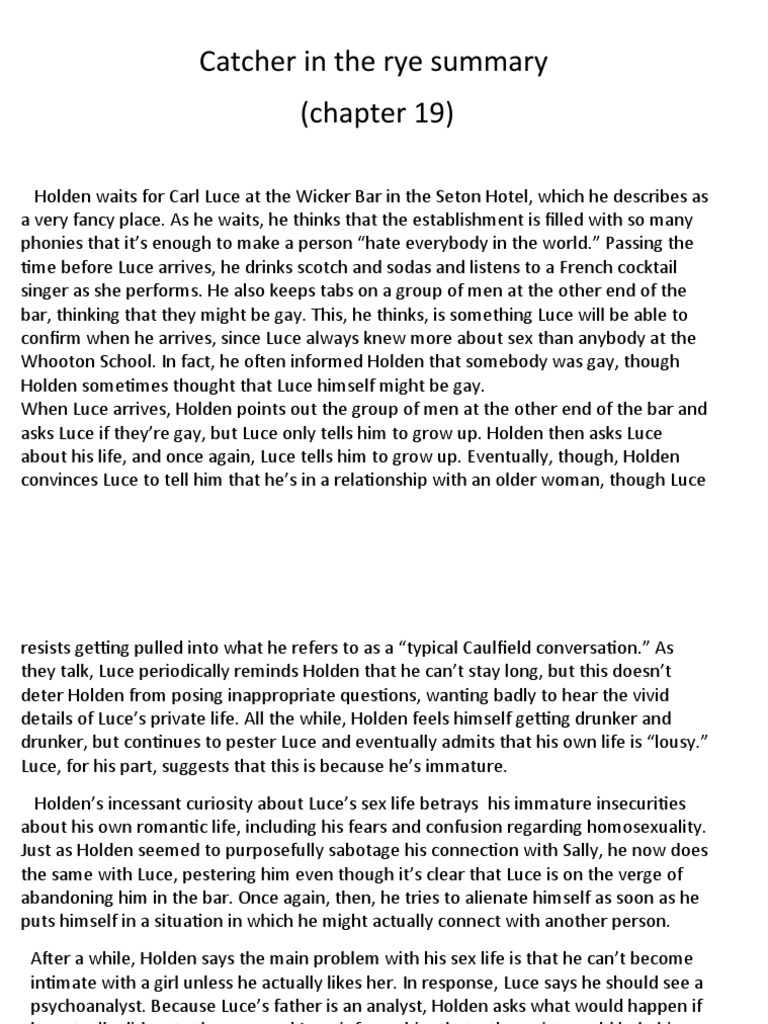 Catcher in The Rye Summary (Chapter 19) | PDF | Beverages