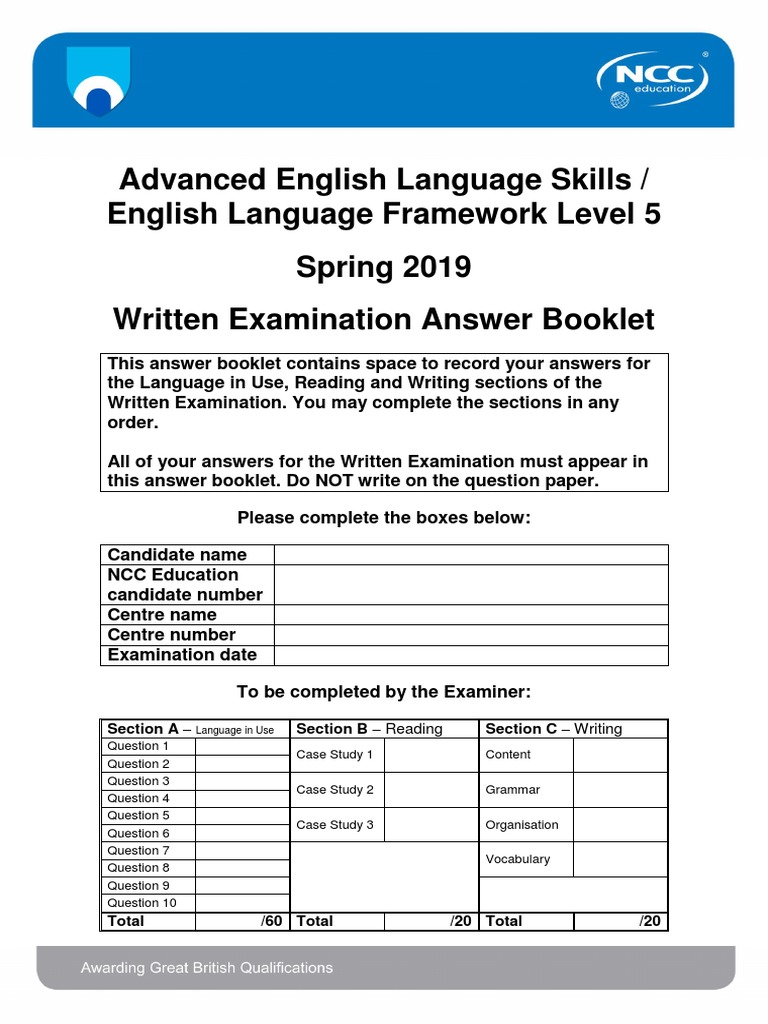 AELS Written Answer Booklet March 2019 - FINAL | PDF | English Language ...