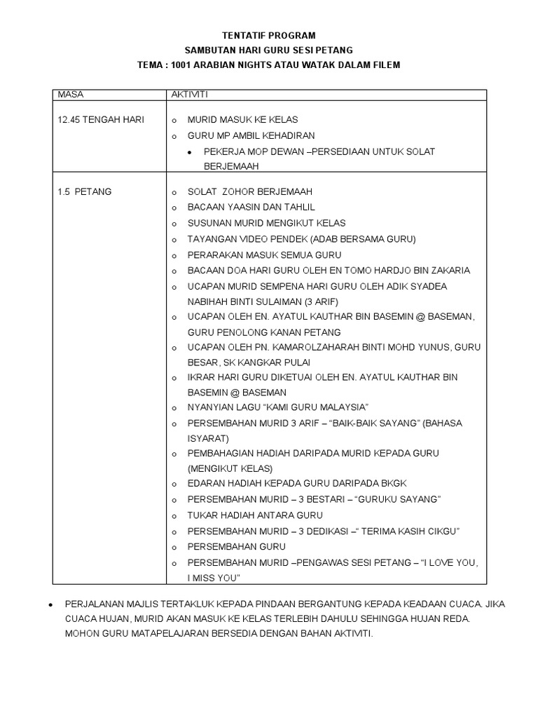 Tentatif Program Latest | PDF