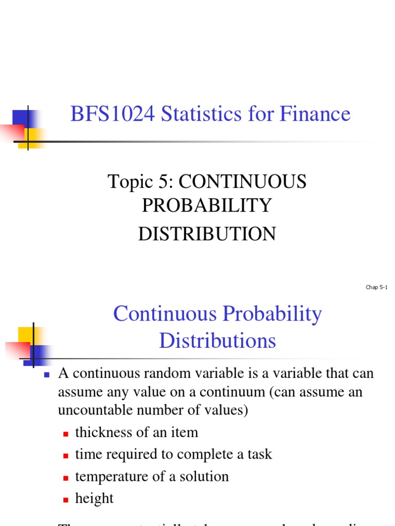 Continuous Prob. Distribution | PDF | Mean | Probability Distribution